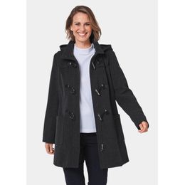 GOLDNER Eleganter Wintermantel mit Kapuze in grau | Gr.: 48