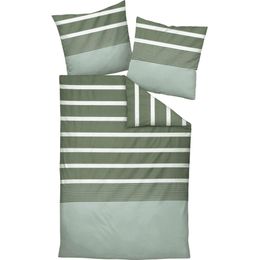 Janine Mako-Satin Bettw&auml;sche in gr&uuml;n | Gr.: 200x200 (2x 80x80 cm)