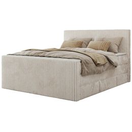 Höffner Boxspringbett mit Bettkasten Tiliano King Duo ¦ beige ¦ Maße (cm): B: 204 H: 119