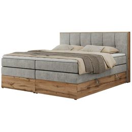 Höffner Boxspringbett mit Bettkasten Albero 1 King ¦ grau ¦ Maße (cm): B: 168 H: 113 » Höffner
