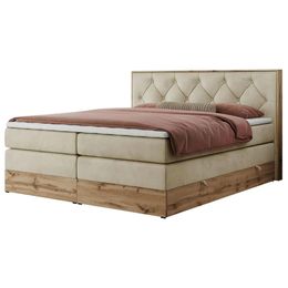 Höffner Boxspringbett mit Bettkasten Veneto King ¦ beige ¦ Maße (cm): B: 148 H: 115 » Höffner