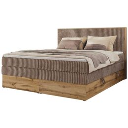 Höffner Boxspringbett mit Bettkasten Wood Classic King ¦ braun ¦ Maße (cm): B: 184 H: 120 » Höffner