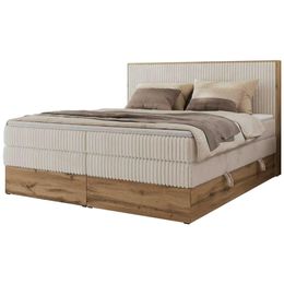 Höffner Boxspringbett mit Bettkasten Wood Classic King ¦ beige ¦ Maße (cm): B: 164 H: 120 » Höffner