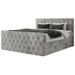 Höffner Boxspringbett mit Bettkasten Miren King Duo ¦ grau ¦ Maße (cm): B: 161 H: 110 » Höffner