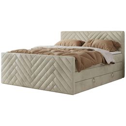 Höffner Boxspringbett mit Bettkasten Paris King Duo ¦ beige ¦ Maße (cm): B: 181 H: 110 » Höffner