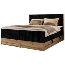 Höffner Boxspringbett mit Bettkasten Wood Classic King schwarz Maße (cm): B: 144 H: 120 » Höffner