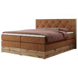 Höffner Boxspringbett mit Bettkasten Veneto King ¦ orange ¦ Maße (cm): B: 168 H: 115 » Höffner