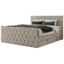 Höffner Boxspringbett mit Bettkasten Miren King Duo beige Maße (cm): B: 141 H: 110 » Höffner