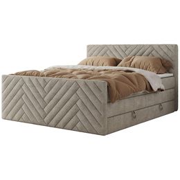 Höffner Boxspringbett mit Bettkasten Paris King Duo beige Maße (cm): B: 201 H: 110 » Höffner