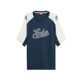 Bershka T-Shirt 'ECKO' Herren Gr&ouml;&szlig;e XL ecru / navy / rauchblau / knallrot