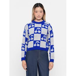 Only Pullover 'ONLHAPPIE' Damen Gr&ouml;&szlig;e L dunkelblau / hellgrau