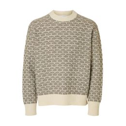 Selected Pullover 'SLHKeith' Herren Gr&ouml;&szlig;e S beige / schwarz