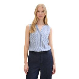 Tom Tailor Blusenshirt gestreift mit aufgesetzten Brusttaschen royal blue white stripe 38 38 Gestreifte ärmellose Bluse von Tom Tailor