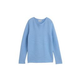 Tom Tailor Damen Strickpullover aus Baumwolle, blau, Uni, Gr. M