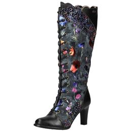 Laura Vita Schn&uuml;rstiefel Damen Gr&ouml;&szlig;e 44 rauchblau / orchidee / dunkelrot / schwarz Winterschuhe