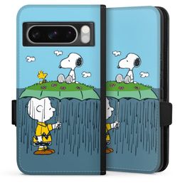 DeinDesign Google Pixel 8 Pro Handy Klapph&uuml;lle Handyh&uuml;lle aus Kunst Leder schwarz Flip Case Peanuts Children Snoopy Sideflip mit Lasche