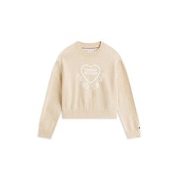 Tommy Hilfiger Pullover 'Intarsia' M&auml;dchen Gr&ouml;&szlig;e 140 beige / wei&szlig;