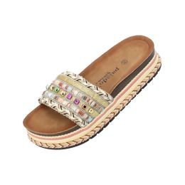 Palado by Sila Sahin Pantolette Damen Größe 38 gold / mischfarben