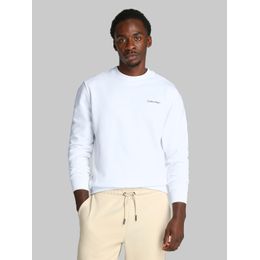 Sweatshirt Calvin Klein "CP-LINEAR BOX LOGO SWEATSHIRT", Herren, Gr. L, weiß (hellweiß), Sweatware, Obermaterial: 100% Baumwolle, bedruckt, normal hüftlang, Rundhals, Rippbündchen, Sweatshirts, mit Logo auf der Rückseite