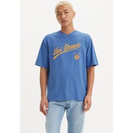 Levi's V-Shirt LEVI'S "GRAPHIC VNECK TEE", Herren, Gr. M, blau (levi strauss swash federal blau, autumn blaze), Jersey, Obermaterial: 100% Baumwolle, relaxed fit, V-Ausschnitt, Shirts V-Shirt, im sportlichen Look