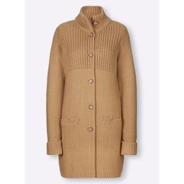 Heine Witt Damen Strickjacke mit Stehkragen, camel, Gr&ouml;&szlig;e 50