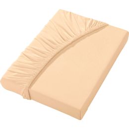 Biberna unisex Spannbetttuch beige Gr&ouml;&szlig;e 1 St. 140x200 - 160x220 cm