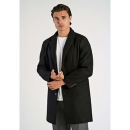 Wintermantel LINDBERGH, Herren, Gr. L, schwarz, Web, Obermaterial: 100% Polyester. Futter: 100% Polyester, unifarben, lässig geschnitten ca. Mitte Oberschenkel, V-Ausschnitt, Mäntel, mit Reverskragen und Knopfleiste