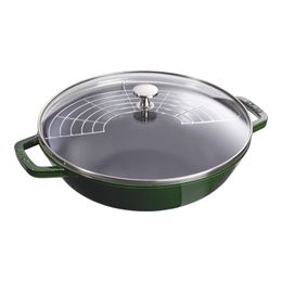 Staub Specialities Wok mit Glasdeckel 30 cm, rund, Basilikum-Grün, Gusseisen