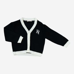 Elisabetta Franchi Schwarze Baby-Strickjacke mit gesticktem Logo