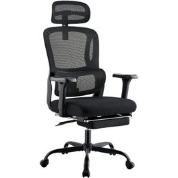 CLP B&uuml;rostuhl ergonomisch mit Fu&szlig;ablage Mankato, Schreibtischstuhl mit 3D-Armlehnen, Lordosenst&uuml;tze, Kopfst&uuml;tze, bis 150 kg belastbar