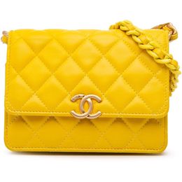 Chanel Hobo Bags - 2021 Quilted Lambskin Candy Chain Clutch with Chai - Gr. unisize - in Gelb - f&uuml;r Damen