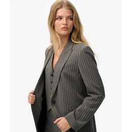 Superdry Damen Nadelstreifen Boyfriend Blazer Grey - Gr&ouml;&szlig;e: 40 2082217000674D6X019