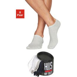 H.I.S. H.I.S Damen Sneakersocken, 2x wei&szlig;, 2x hellgrau-meliert, 2x marine, 2x schwarz, Gr&ouml;&szlig;e 35/38