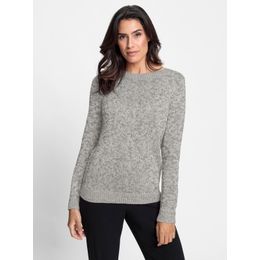 WITT Damen Langarm-Pullover mit Melange-Garn, ecru-grau-meliert, Größe 38