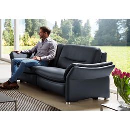 2,5-Sitzer Hukla "HU-SF15058 Ledersofa, Breite 194 cm", blau (torro nightblau), B:194cm H:91cm T:92cm, Sofas, aus Leder, optional Kopfst&uuml;tze u. WallAway-Funktion