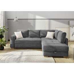 Jockenh&ouml;fer Ecksofa JOCKENH&Ouml;FER GRUPPE "Sunset, Dauerschlafsofa mit", grau (grau 426, 09), B:257cm T:105cm, Korpus: 100% Polyester;Kissen: 100% Polyester, Sofas, Ecksofa, Tonnentaschen-Federkern, 5cm Kaltschaumtopper, flexible montierbar, Topseller