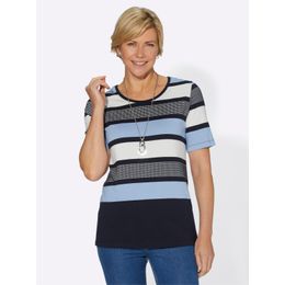 WITT Damen Rundhalsshirt in Blockstreifen, eisblau-geringelt, Gr&ouml;&szlig;e 38