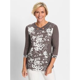 WITT Damen 2-in-1-Shirt mit B&auml;ndchenverzierung, taupe, Gr&ouml;&szlig;e 40