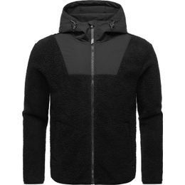 Fleecejacke Ragwear "Adar", Herren, Gr. XXXL (58), schwarz, Fleece, Obermaterial: 100% Polyester, Innenfutter: 100% Polyester, gerade hüftlang, hoch geschlossener Ausschnitt, Ärmel ohne Ärmelschlitz abgesteppte Kante, Jacken, Angesagte Herren Plüschjacke mit hohem Kragen