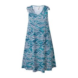 Ulla Popken Kleid Damen Gr&ouml;&szlig;e 54/56 blau / petrol / wei&szlig; Winterkleid