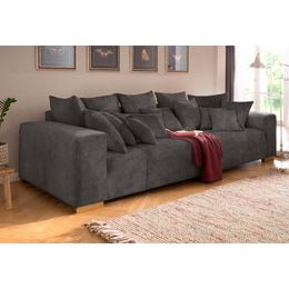 Big-Sofa Home Affaire "Neapel", grau (anthrazit), B:290cm H:80cm T:118cm, Luxus-Microfaser (100% Polyester);Luxus-Microfaser Lederoptik (100% Polyester), Sofas, Big-Sofa, mit vielen losen Kissen, in 2 Bezugsqualit&auml;ten