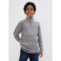 bonprix Troyer, grau, Gr.128/134, Warmer Jungen Strickpullover mit weichem Futter