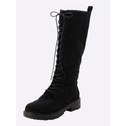 sheego Damen Schnürstiefel in Wildleder-Optik, schwarz, Größe 40
