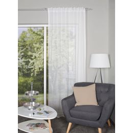 Vorhang Home Wohnideen "PANILIA" Gr. 1, weiß (wollweiß), B:140cm H:145cm, Wirkware, Polyester, Gardinen, Kombibandschal PANILIA mit Raschelspitze