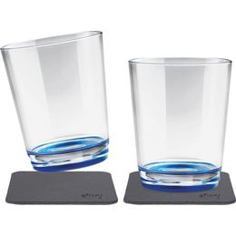 Silwy Tritan-Magnetgl&auml;ser mit Untersetzer 2er Set (250 ml) Blau - Gl&auml;ser