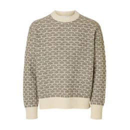 Selected Pullover 'SLHKeith' Herren Gr&ouml;&szlig;e S beige / schwarz