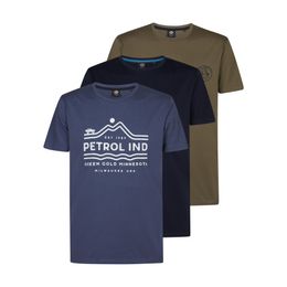 PETROL INDUSTRIES T-Shirts 'Wichita' Herren Gr&ouml;&szlig;e L indigo / oliv / schwarz