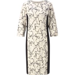 CR&Eacute;ATION L Damen Jerseykleid mit seitlichen Uni-Eins&auml;tzen champagner-graphit-bedruckt Gr&ouml;&szlig;e 40