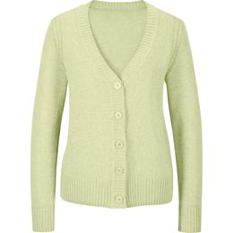 CREATION L PREMIUM Damen Strickjacke mit Logo-Kn&ouml;pfen pistazie-meliert Gr&ouml;&szlig;e 48