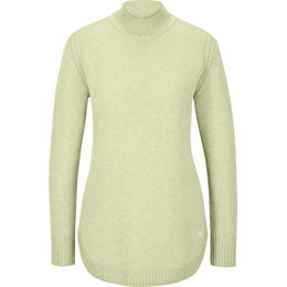 CREATION L PREMIUM Damen Stehkragenpullover Mit seitlichen Eins&auml;tzen pistazie-meliert Gr&ouml;&szlig;e 40